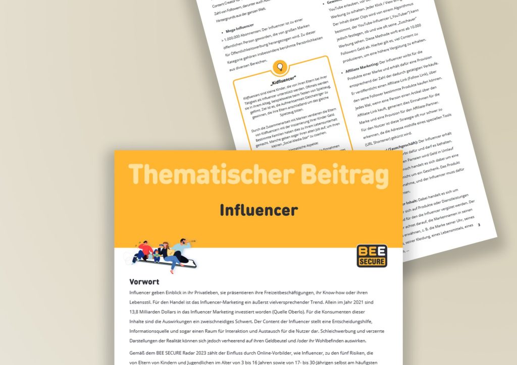 "Influencer-Marketing” verstehen und hinterfragen - BEE SECURE