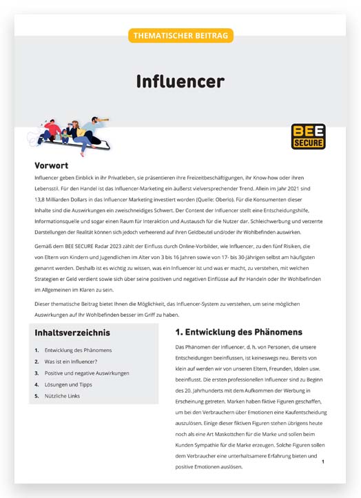 Influencer - BEE SECURE